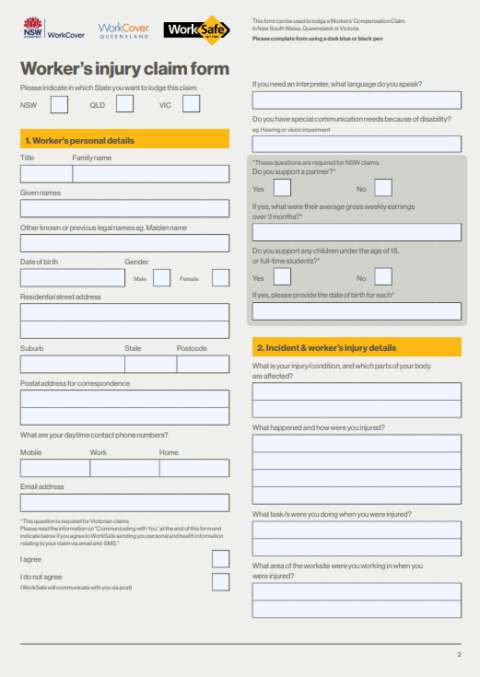 WorkCover claim form (pdf) - The Work Injury Site